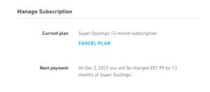 How to Cancel Your Super Duolingo Subscription • Happily Ever Travels